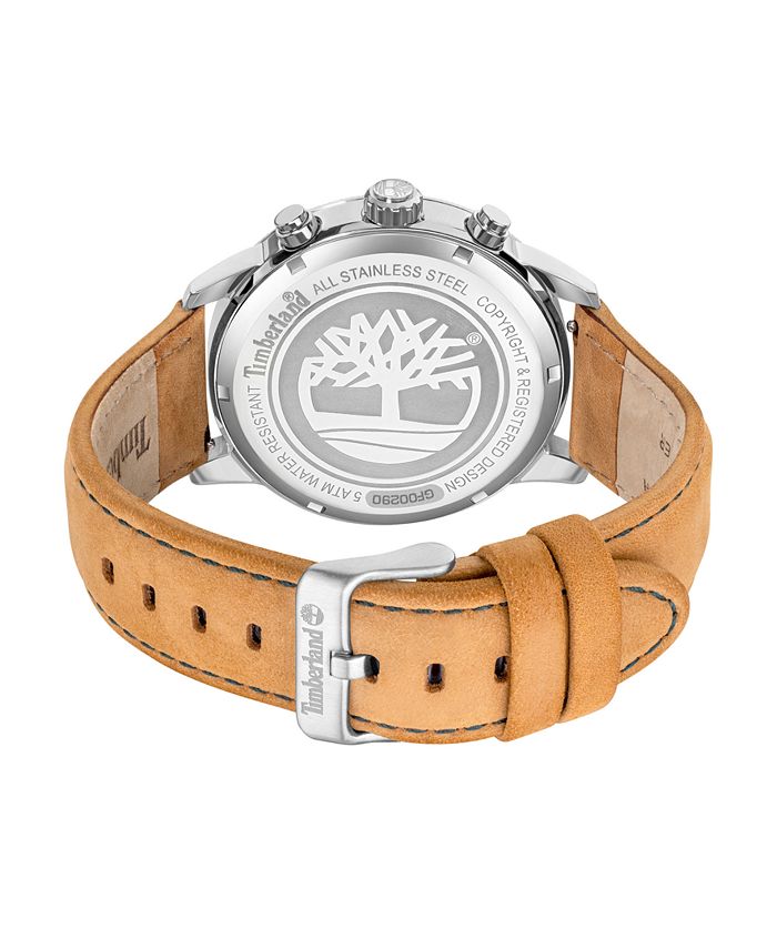 Timberland Men's Quartz Wheat Genuine Leather Strap Watch, 44mm - Macy's