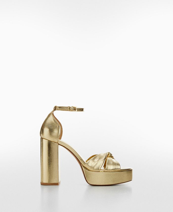 MANGO Women's Metallic Heel Sandals - Macy's