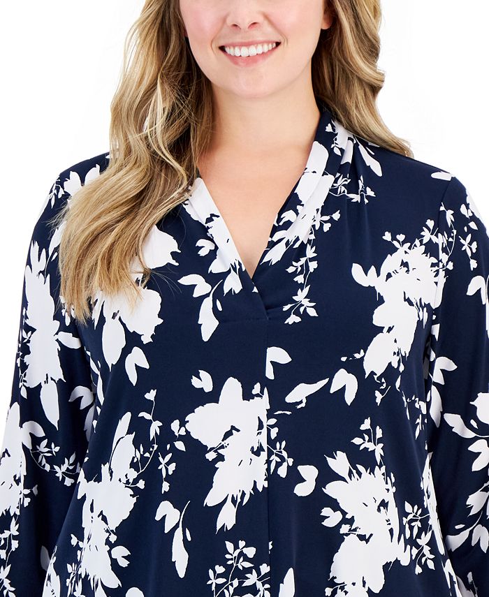 JM Collection Plus Size Floral-Print Top, Created for Macy's - Macy's