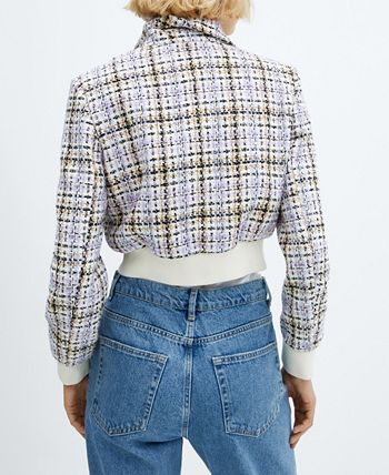 MANGO Women's Tweed Bomber Jacket - Macy's