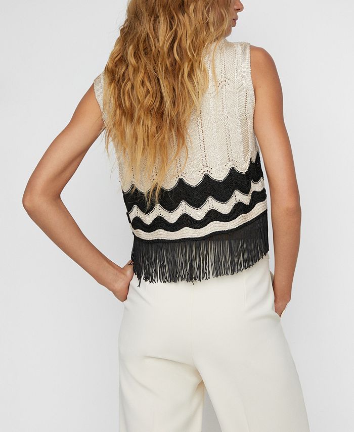 MANGO Women's Fringed Detail Knit Top - Macy's