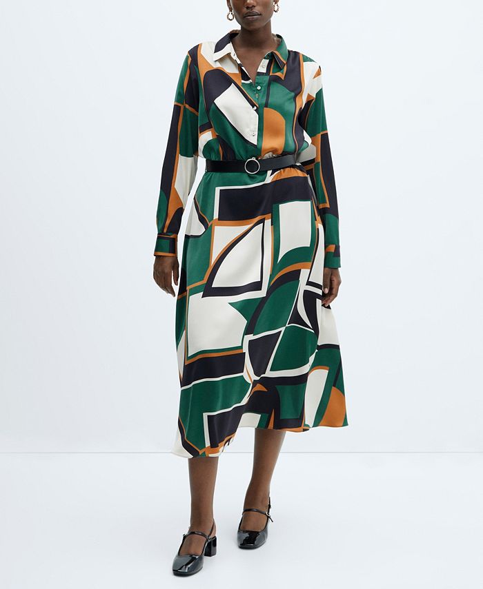 MANGO Women's Geometric Shirt Dress - Macy's