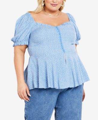 City Chic Trendy Plus Size Imogen Short Sleeve Top - Macy's