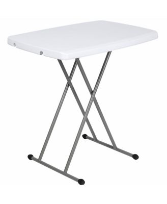 SUGIFT 30 inch Personal Folding Table Adjustable Resin TV Tray in White ...