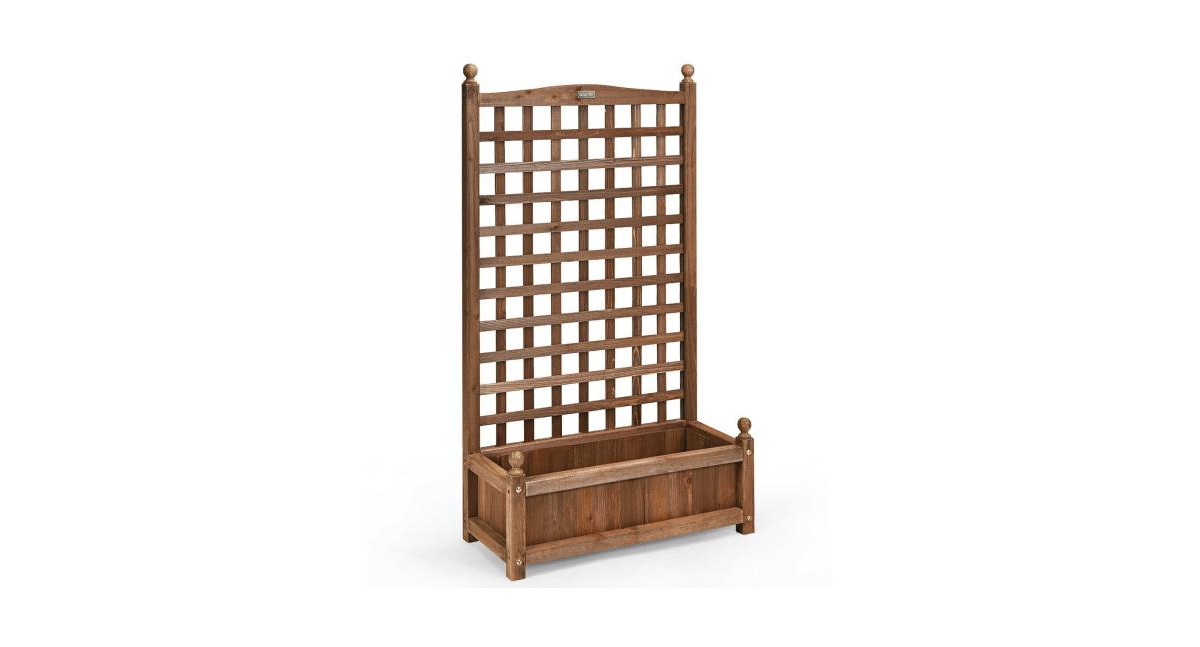 Click here for Solid Free Standing Wood Planter Box with Trellis... prices