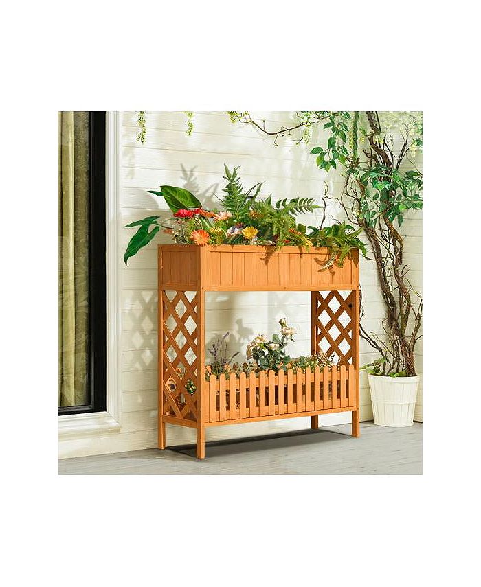 Slickblue 2 Tier Raised Garden Bed Elevated Wood Planter Box For