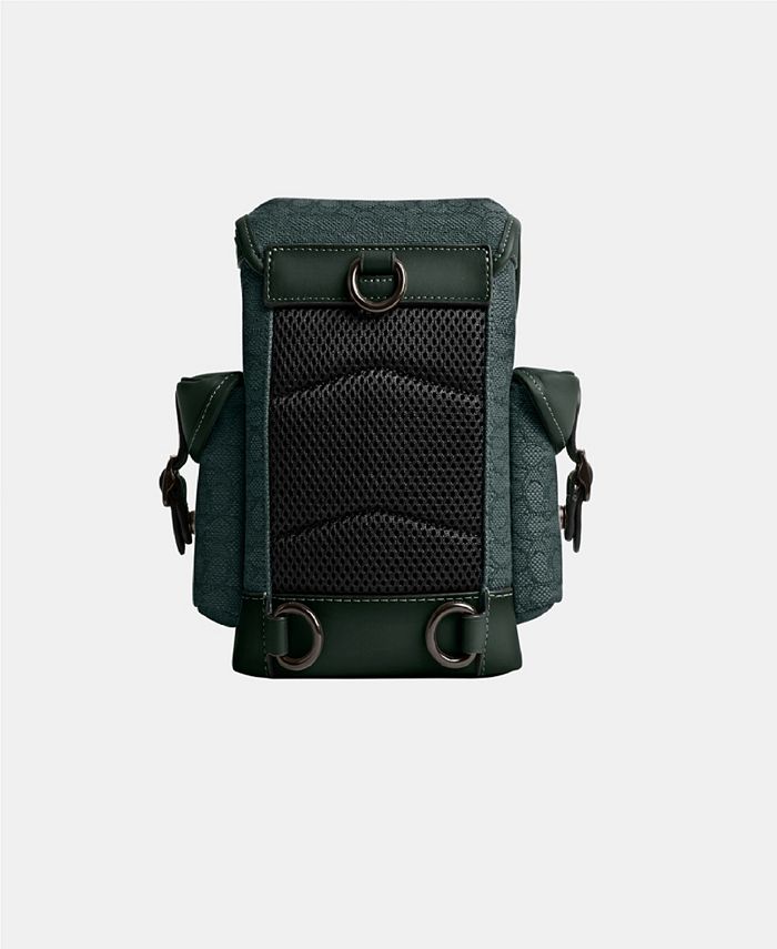 COACH Men's Leather Hitch Backpack 13 in Micro Signature Jacquard - Macy's