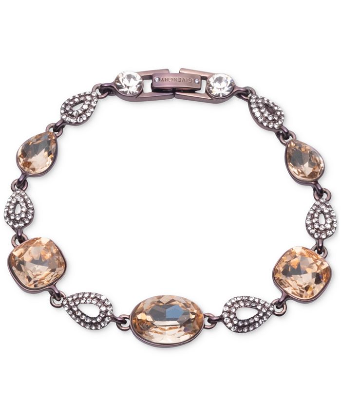 Givenchy Silver-Tone Stone & Crystal Teardrop Link Bracelet - Macy's
