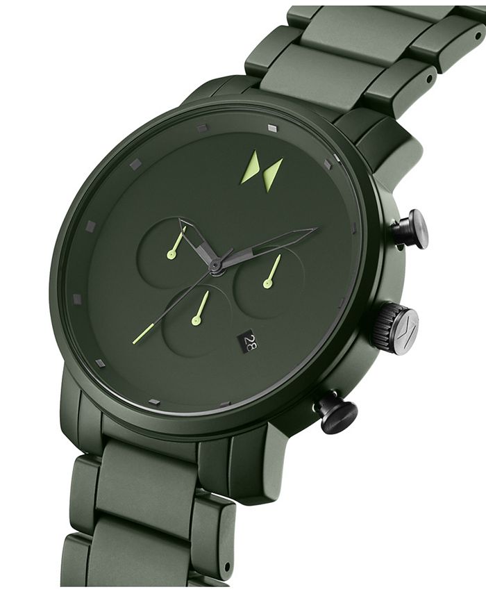 MVMT Men's Chrono Ceramic Matte Olive Green Ceramic Bracelet Watch 45mm ...