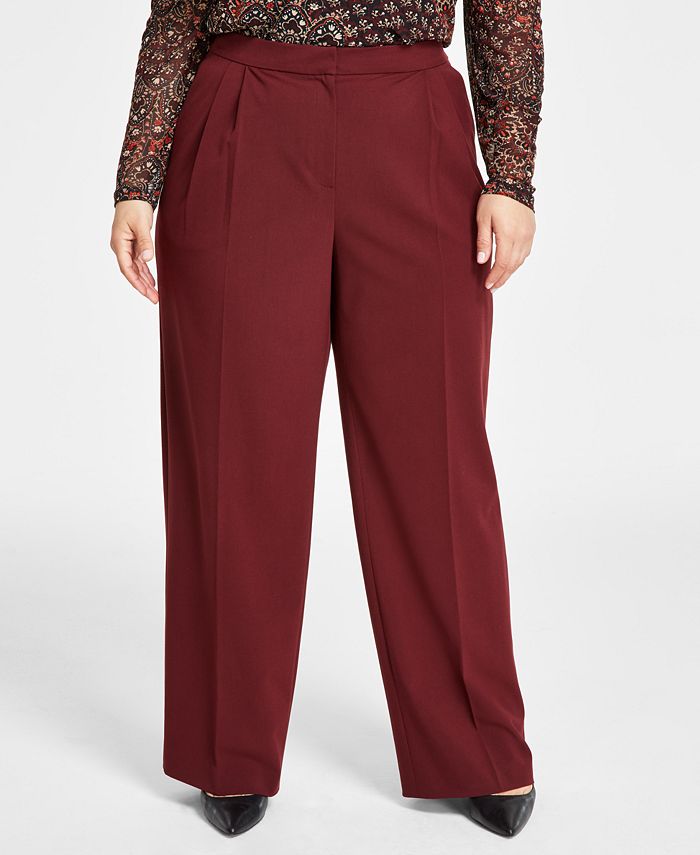Bar III Plus Size High-Rise Wide-Leg Pants, Created for Macy's - Macy's