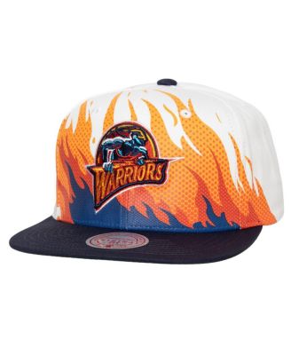 Men's Mitchell & Ness White Golden State Warriors Hot Fire Snapback Hat ...