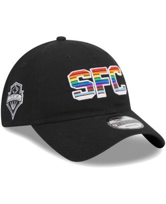 Men's New Era Black Seattle Sounders FC Pride 9TWENTY Adjustable Hat ...