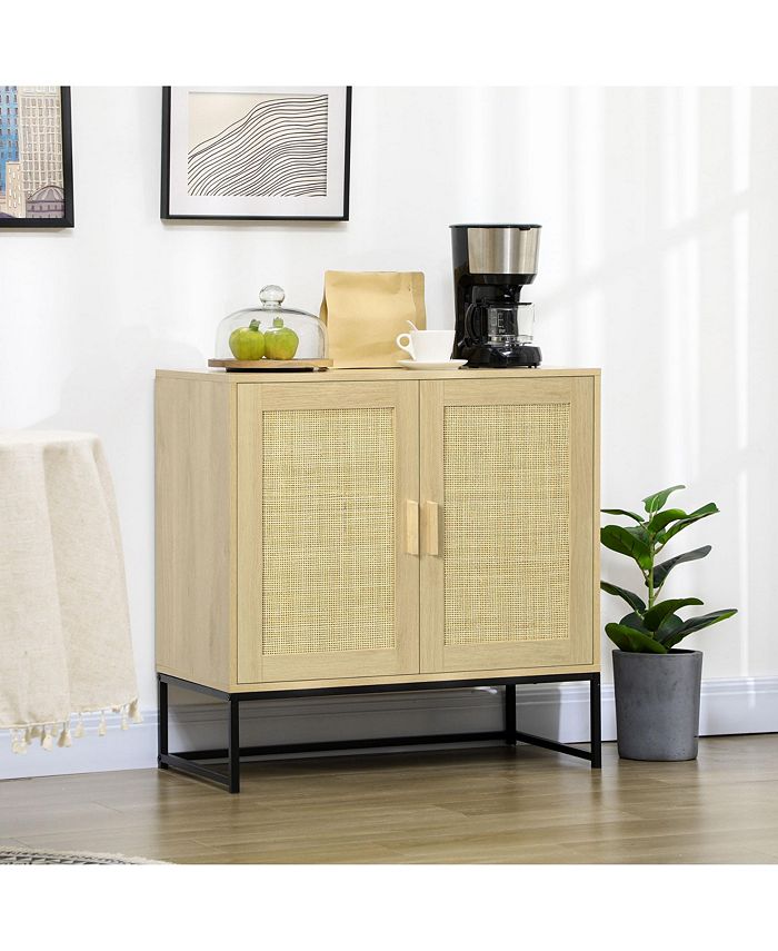 HOMCOM Storage Sideboard with Rattan Doors and Storage, Natural - Macy's