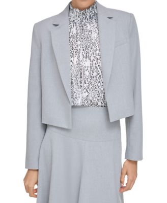Petite Grey Cropped Open-Front Jacket