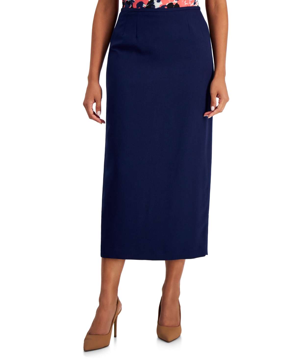 Kasper Crepe Column Skirt In Navy | ModeSens