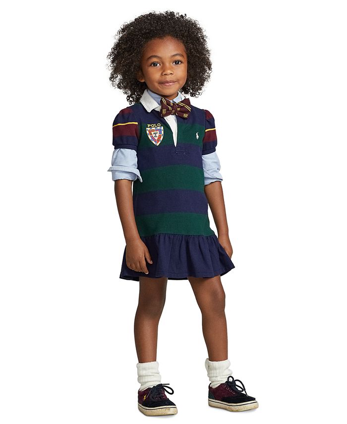 Polo Ralph Lauren Toddler and Little Girls Striped Stretch Mesh Rugby ...