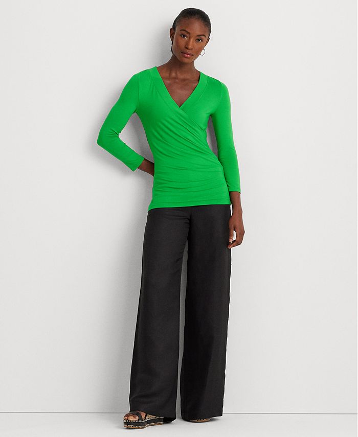 Lauren Ralph Lauren Women's Surplice Jersey Top - Macy's