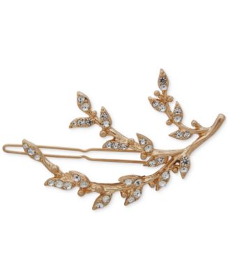 lonna & lilly Gold-Tone Pavé Crystal Leaf Hair Barrette - Macy's