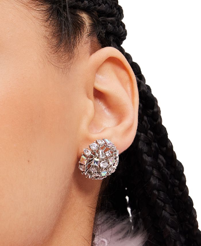 kate spade new york Silver-Tone Crystal Cluster Stud Earrings - Macy's