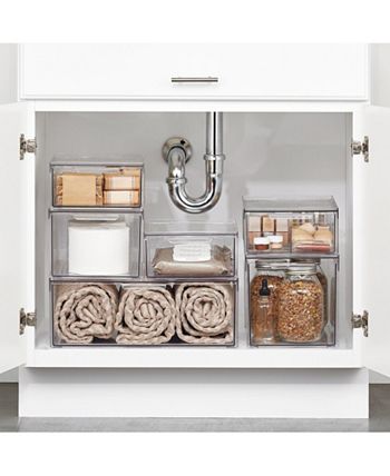 mDesign Plastic Stackable Bathroom Storage Organizer with Drawer, 4 ...