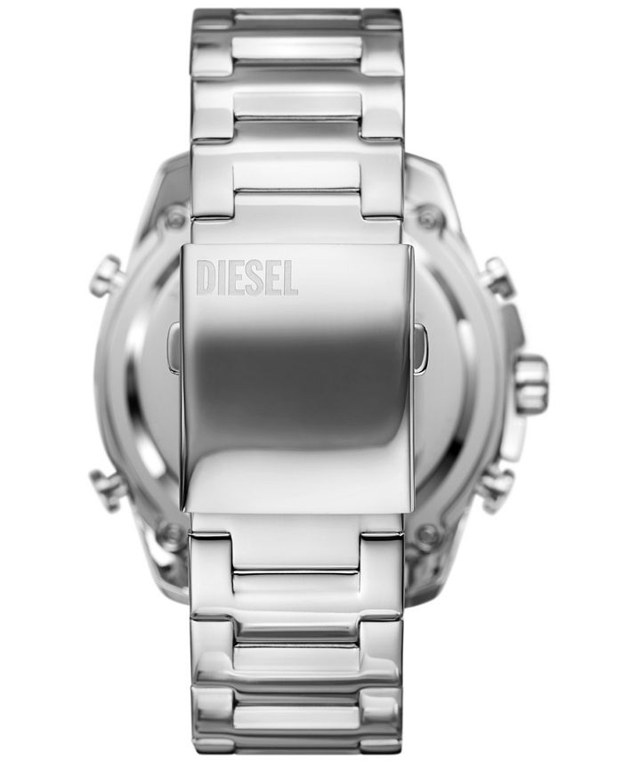 Diesel Men's Mega Chief Digital Silver-Tone Stainless Steel Watch 51mm ...