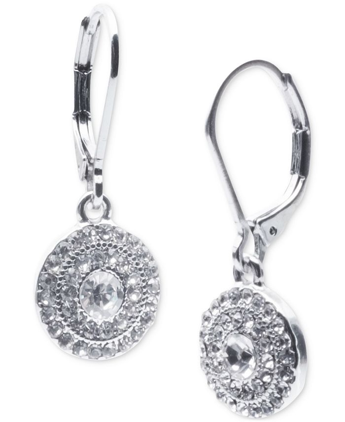 Lauren Ralph Lauren Silver-Tone Crystal Pavé Disc Leverback Drop Earrings - Macy's