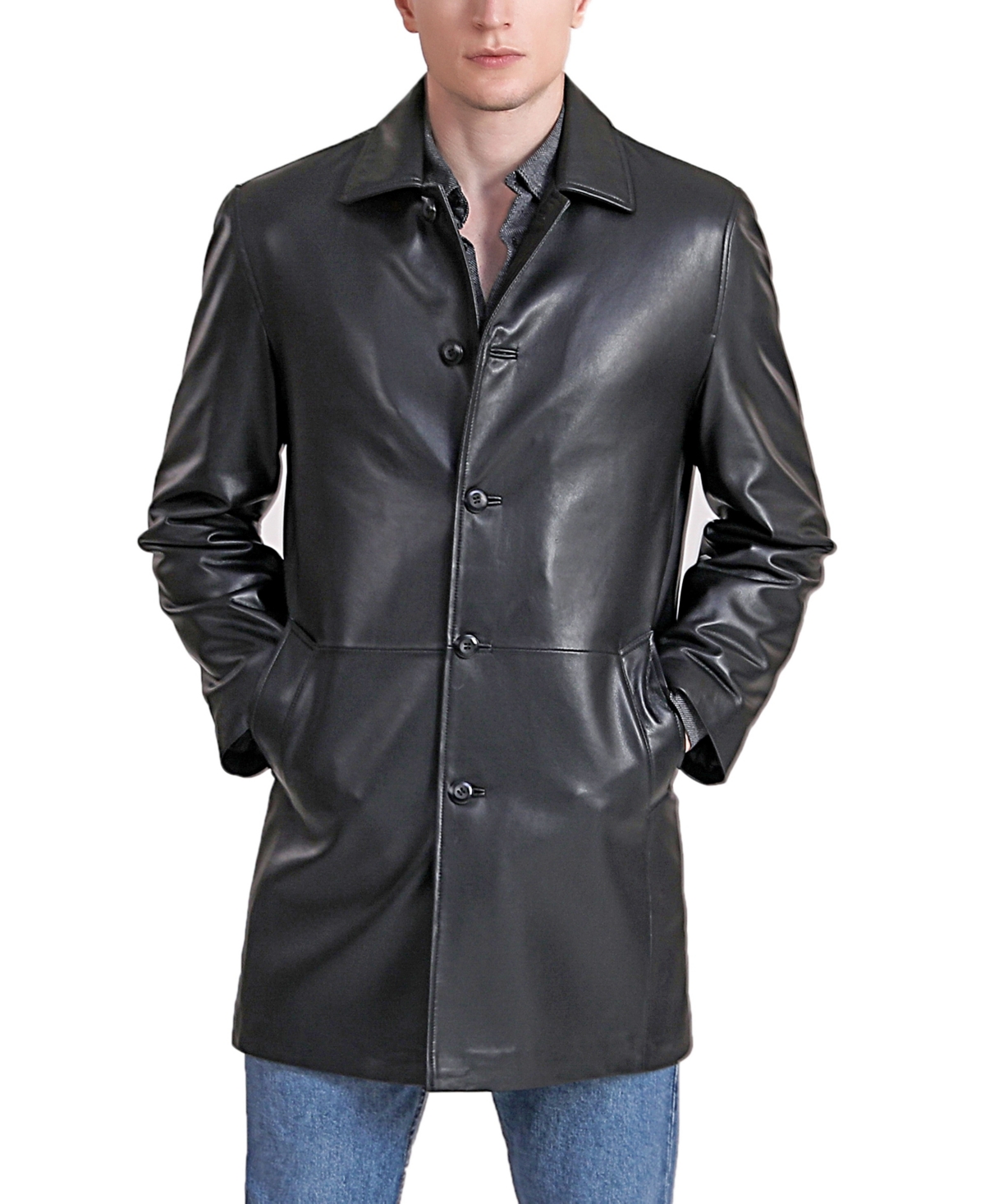 Click here for Bgsd Men Peter Three-Quarter Leather Car Coat - Bl... prices