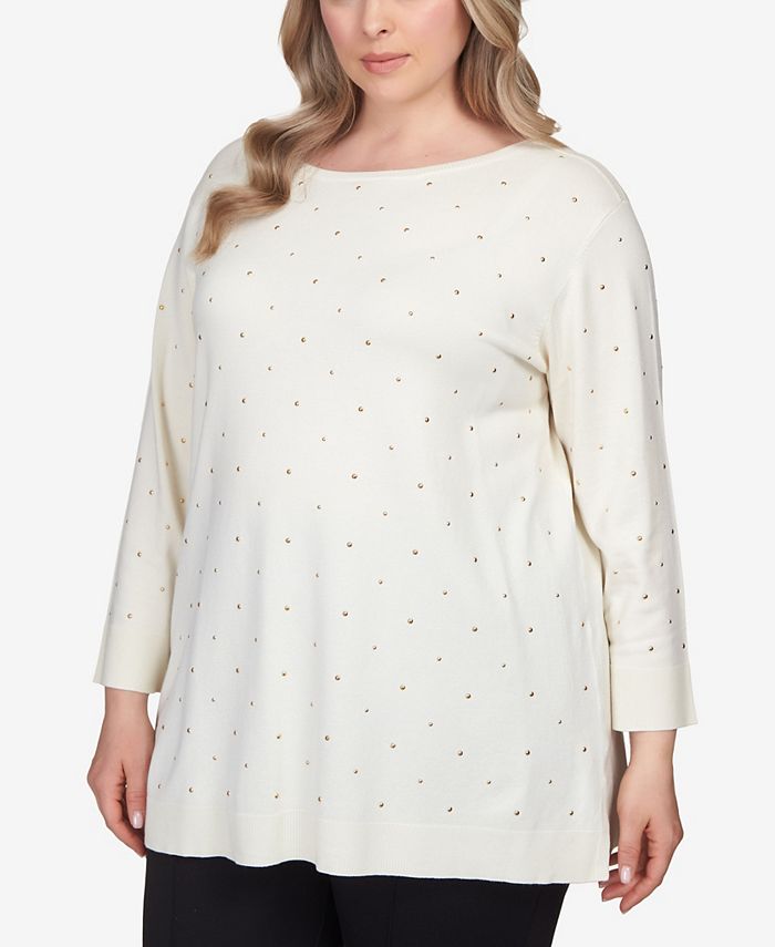 Ruby Rd. Plus Size Stud Embellished Tunic Sweater - Macy's