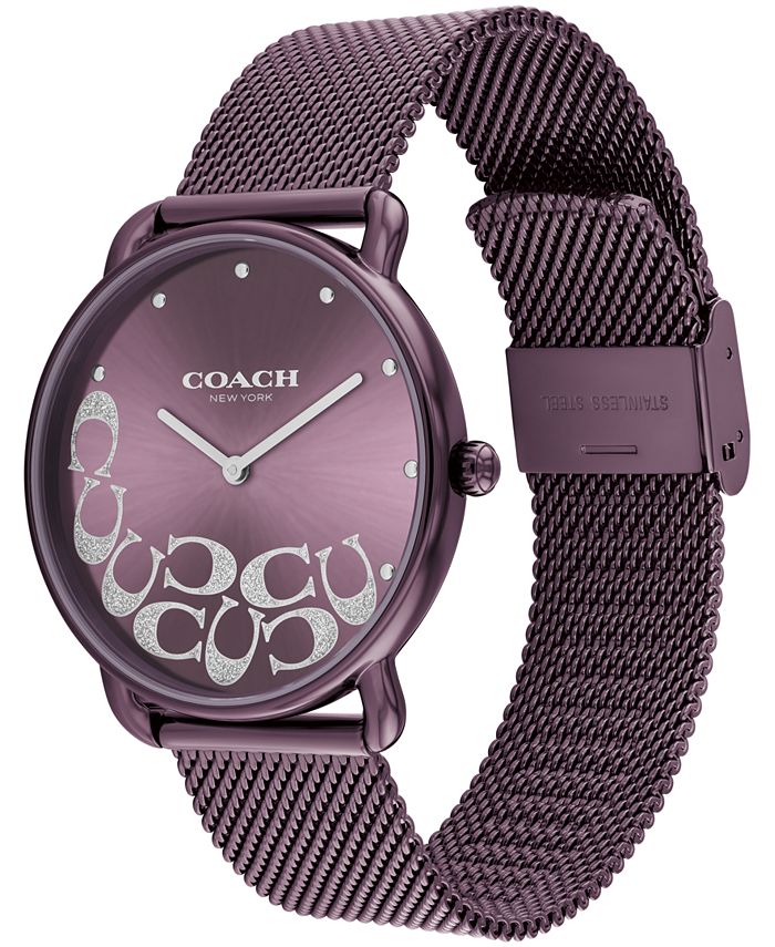 COACH Women's Elliot Purple Stainless Steel Mesh Watch 36mm - Macy's