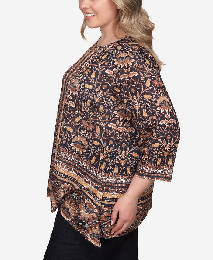 Ruby Rd. Plus Size Blocked Bandana Paisley Sharkbite Tunic Top - Macy's