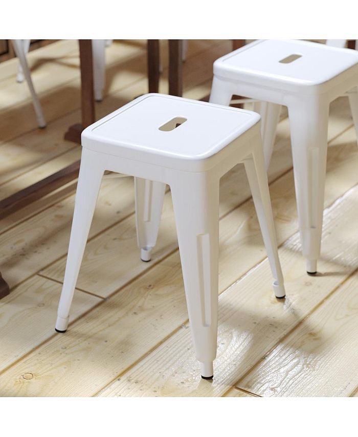 EMMA+OLIVER 18 Inch Table Height Indoor Stackable Metal Dining Stool ...