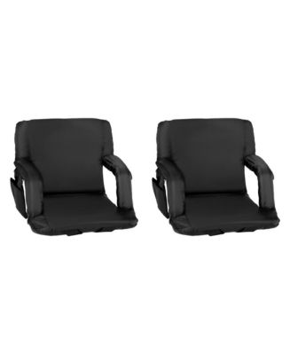 Set Of 2 Portable Stadium Chairs With Armrests, Reclining Padded Back ...
