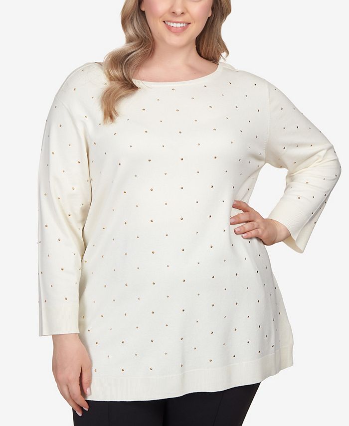 Ruby Rd. Plus Size Stud Embellished Tunic Sweater - Macy's
