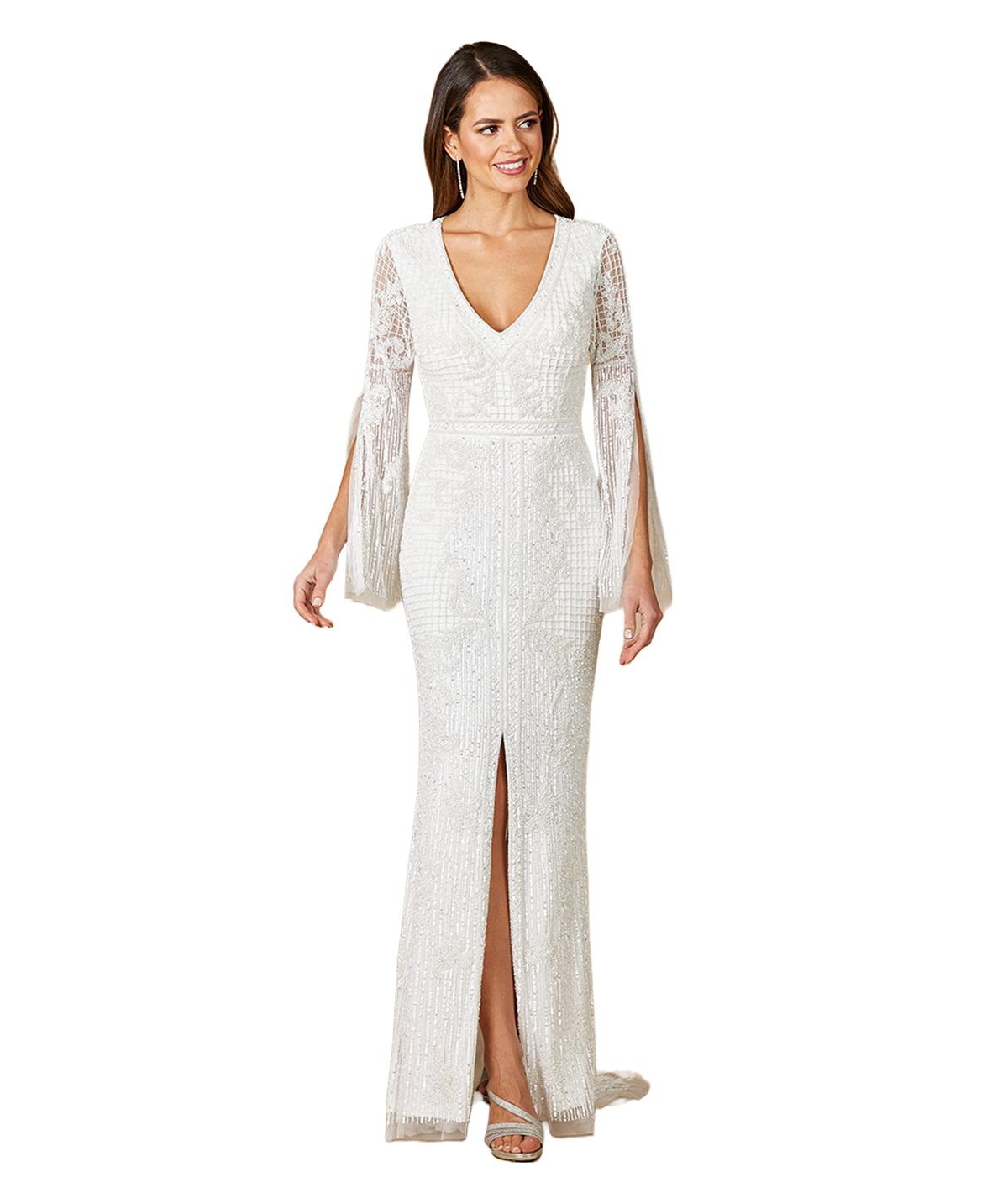 Click here for Lara Womens Fallon Long Sleeve Beaded Wedding Gown... prices