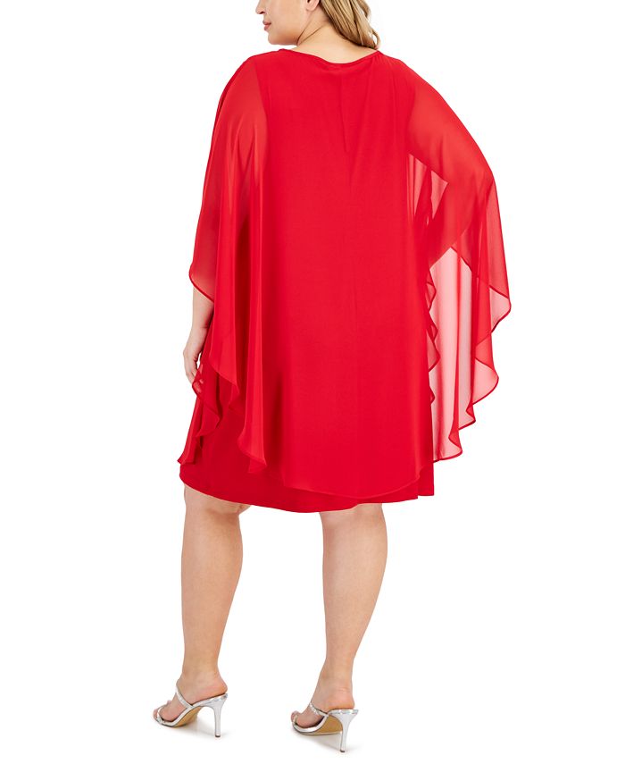 Connected Plus Size Cape-Overlay Sheath Dress - Macy's