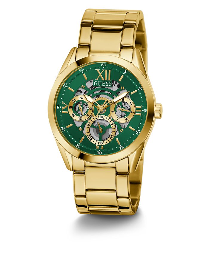 GUESS Men's Multi-Function Gold-Tone Stainless Steel Watch 42mm - Macy's