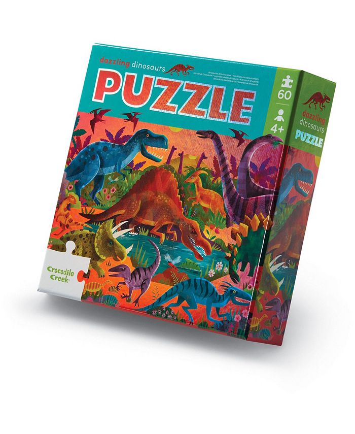 Crocodile Creek Dazzling Dinosaurs Holographic Foil Puzzle, 60 Pieces ...