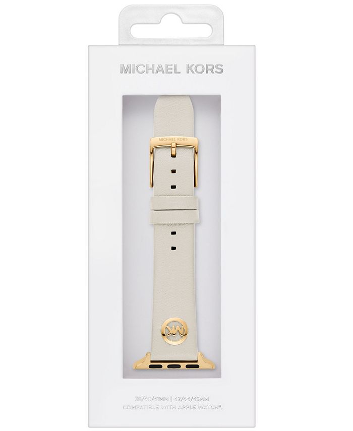 Michael Kors Women's Cream Leather Strap for Apple Watch, 38, 40, 41mm ...
