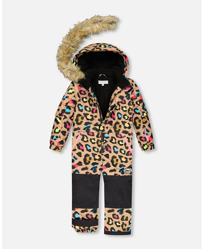 Deux par Deux Girl One Piece Snowsuit With Colorful Leopard Print ...