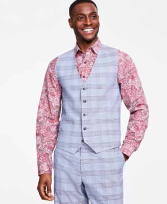Tayion Collection Men's Classic Fit Plaid Suit Vest - Macy's