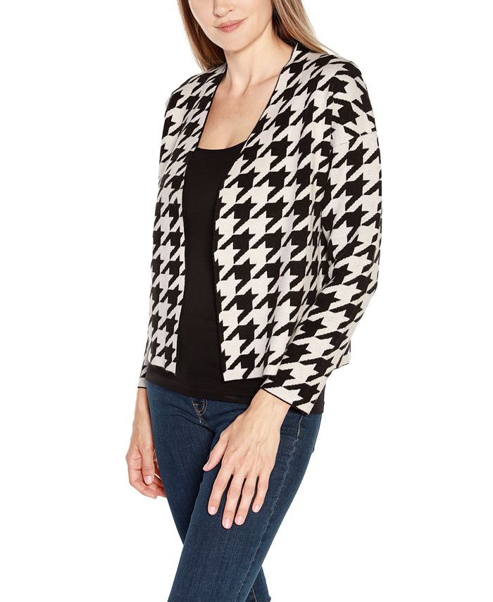 Belldini Women's Houndstooth Cropped Cardigan Sweater - Macy's