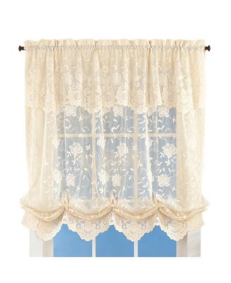 Collections Etc Collections Floral Sheer Lace Tie-up Balloon Shade ...