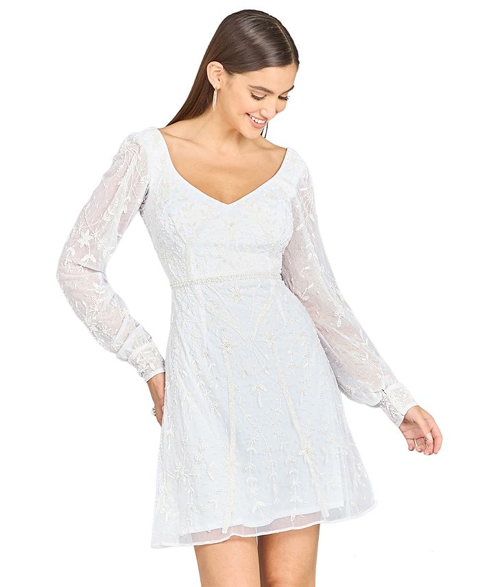 Lara Women's V-Neck, Long Sleeve Bridal Cocktail Dress - Macy's