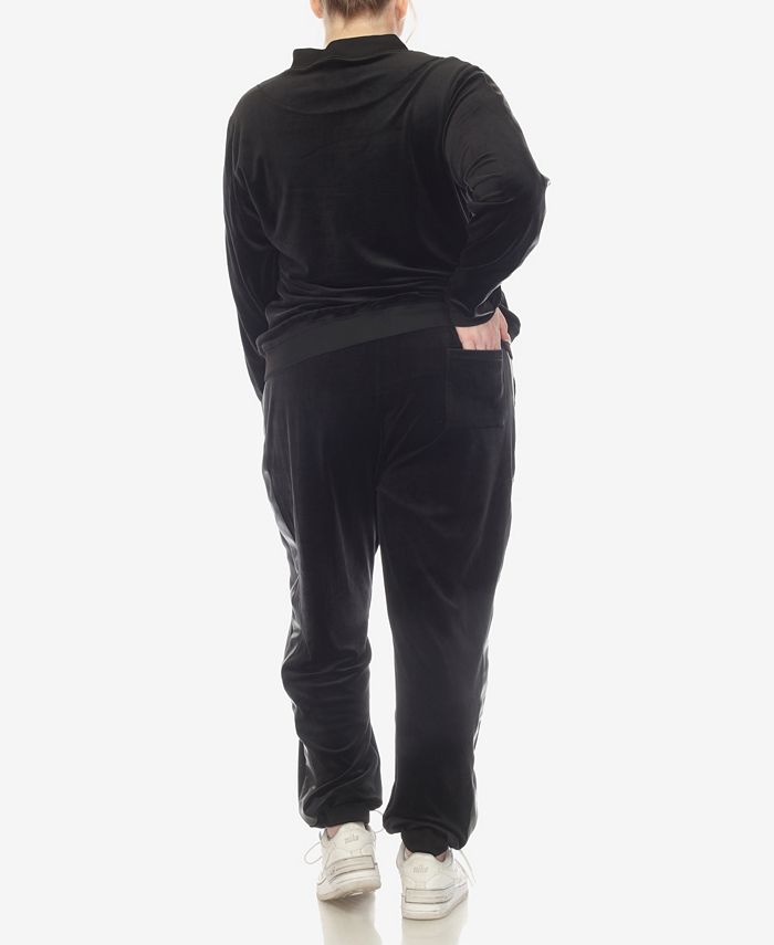 White Mark Plus Size Faux Leather Stripe Velour 2 Piece Tracksuit Set ...