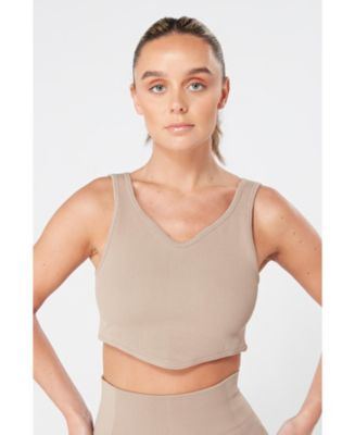 Women's Seamless Rib Dip Hem Sports Bra - Macy's