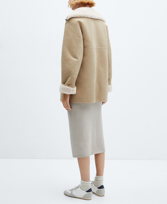MANGO Women's Faux Shearling Lining Coat - Macy's