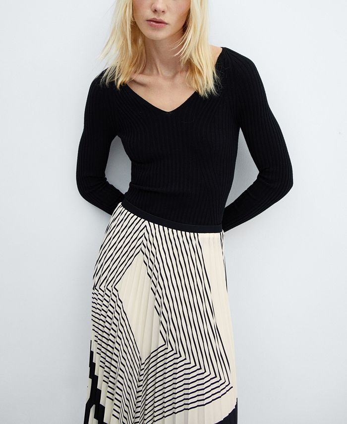 MANGO Women's Geometric Print Pleated Skirt - Macy's