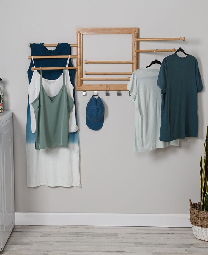 Honey Can Do Wall-Mounted Bamboo Swivel-Arm Clothes Drying Rack - Macy's