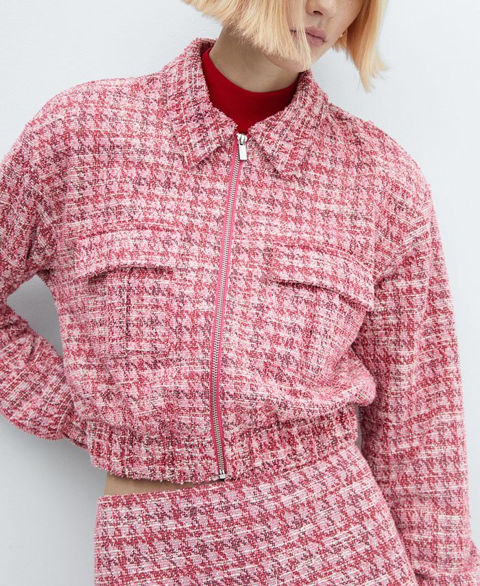 MANGO Women's Houndstooth Tweed Jacket - Macy's