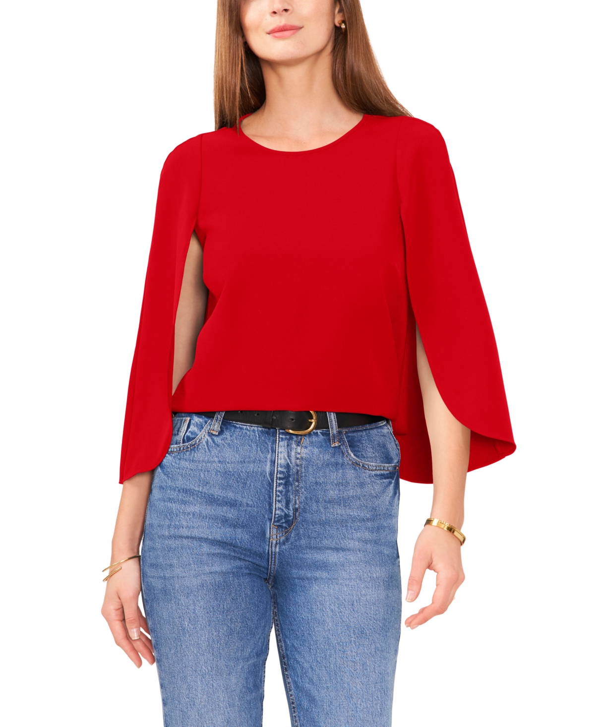 Vince Camuto Split Sleeve Top In Ultra Red | ModeSens